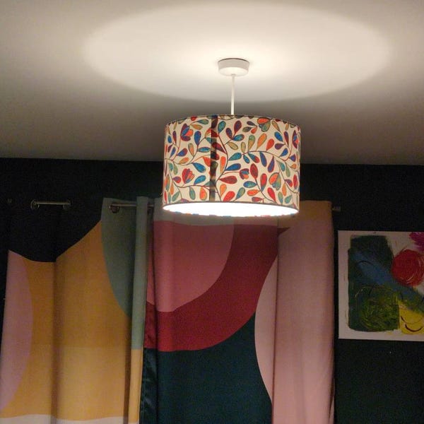 Colourful Lamp Shade, Watercolour Lampshade, Leaves Lampshade, Boho Art ...