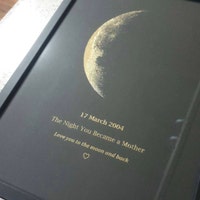 A4 Custom Foil Moon Phase Print by Date, Personalised Copper, Gold or ...