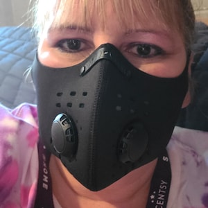 Solid Black Neoprene Mask W/ PM 2.5 Filter, Reusable, Easy Breathing ...