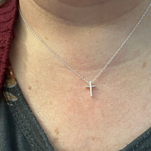 Silver Cross Necklace, Tiny Cross, Sterling Silver, Gold Cross, Rose ...