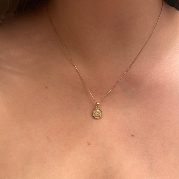 14k Solid Gold Angel Pendant Necklace: Diamond Cut Religious Gift - Etsy