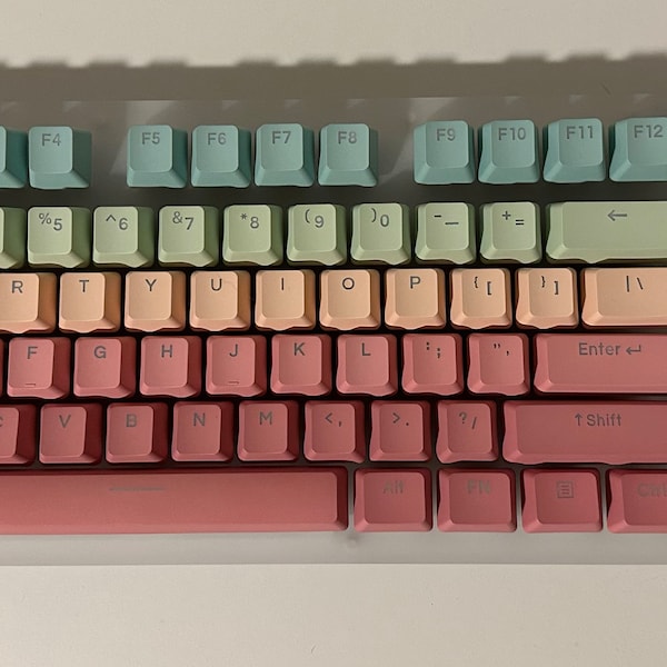 Gradient Pastel Keycap Set, OEM Profile, Shine-through, PBT, Cherry MX ...