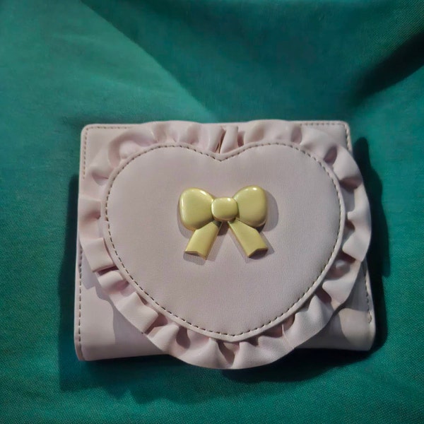 Pink Dahl Heart Wallet With Ruffles and Custom Bow Hardware ...