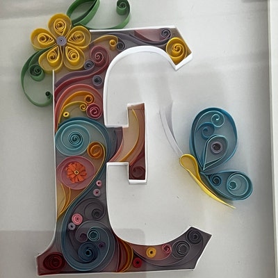 Letter E Quilling Wall Paper Art, Custom, Framed, Monogram ...