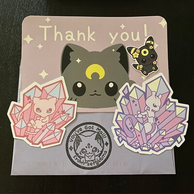Cute Kawaii Crystal Mew and Mewtwo Pokemon Stickers - Etsy