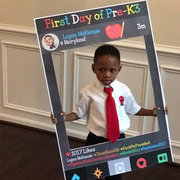 Printable First Day of School Frame, First Day of Preschool Chalkboard ...