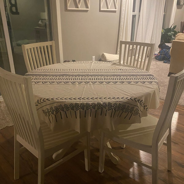 Floral Round Tablecloth: Turkish Hand Block Printed Cotton Table Cover ...