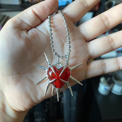 Y2k Grunge Cyber Spiky Heart Necklace, Goth Alt Jewelry, Statement ...