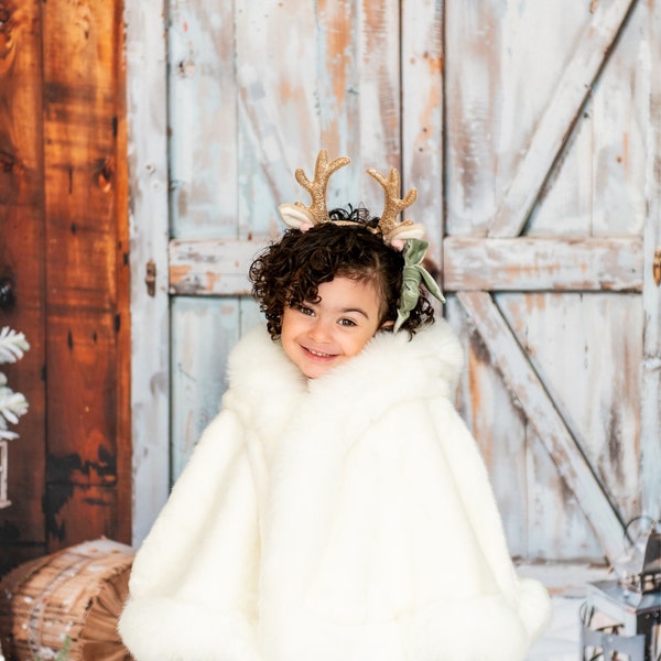 Light Ivory Flower Girl Faux Fur Cape, Children Fur Coat, Children Fur ...