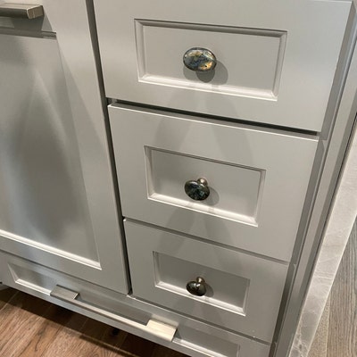 Gemstone Marble Cabinet Knob Pair Moss Agate and Banded Green Jasper - Etsy