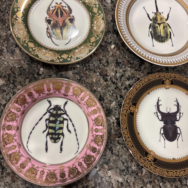 FREE Shipping-gorgeous Pink and Gold Insect Plate / Bug Plate, Various ...