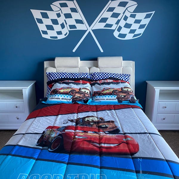 Checker Flag Wall Decal Sticker. Kid's Room Racing Theme Decor. Race ...