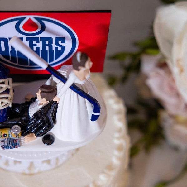 Hockey Sports Team EDMONTON OILERS Bride and Groom Wedding Cake Topper ...