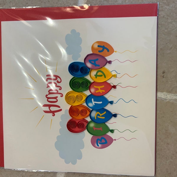 Happy Birthday Quilling Greeting Card, Handmade Greeting Card, Quilling ...