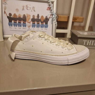 White / Ivory Pearl Wedding Flower Girl Shoes, First Communion Shoes ...