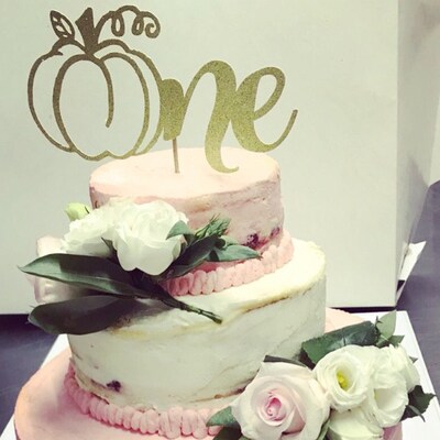 First Birthday Cake Topper, One Cake Topper, Little Pumpkin Cake Topper ...