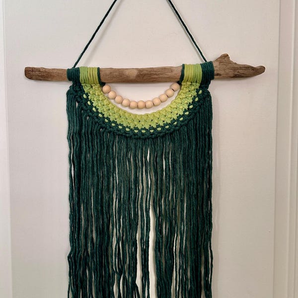 Beaded Semi Circle Macrame Wall Hanging, Handmade Gift, Bohemian Wall ...