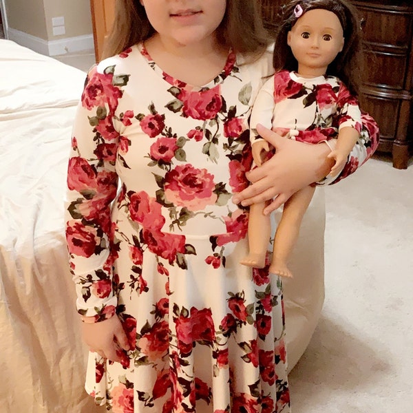 Matching Girl and Doll Twirly Dresses. 18in Doll Clothes. 15in Doll ...