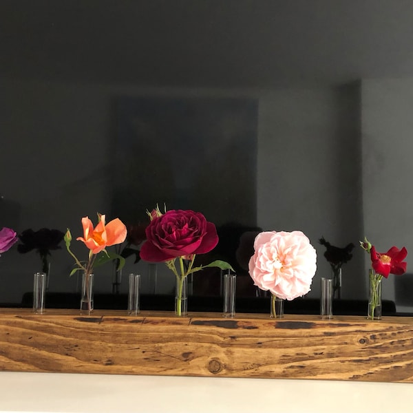 Test Tube Vase With 10 Glass Test Tubes • Handmade Eco Friendly Wooden ...