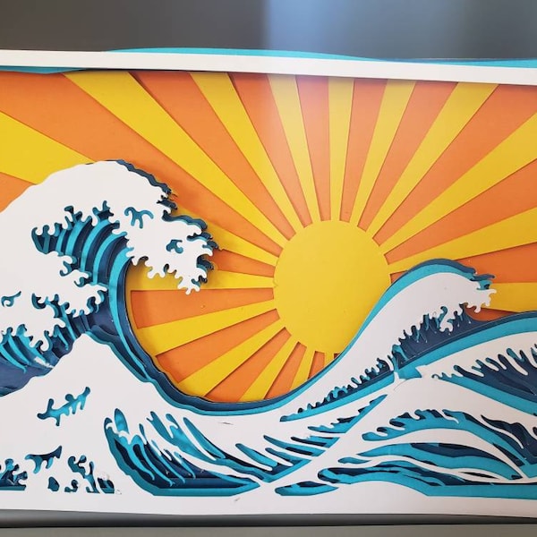 Great Wave Layered SVG, Cut File for Cricut, Glowforge, Laser. - Etsy