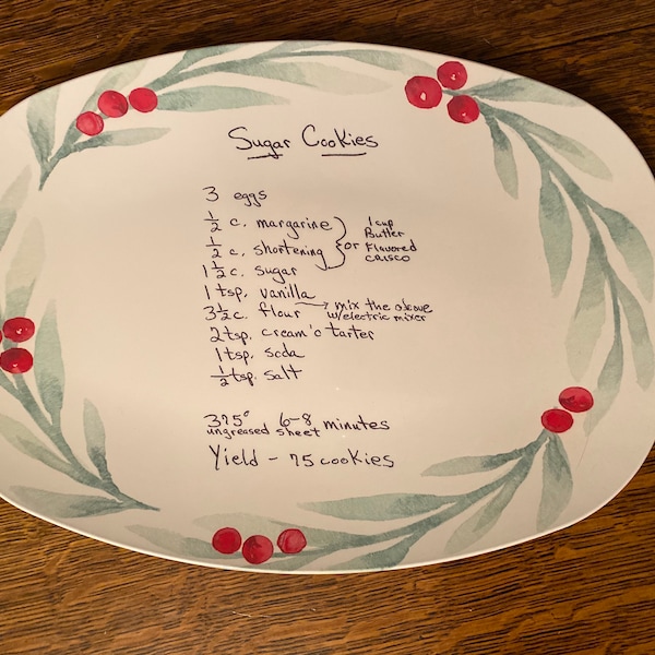 Christmas Handwritten Recipe Personalized Platter | Handwriting ...