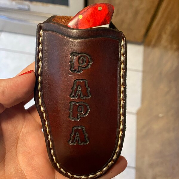 Personalized Leather Pocket Knife Case Sheath Handmade Gerber 650, G6 ...