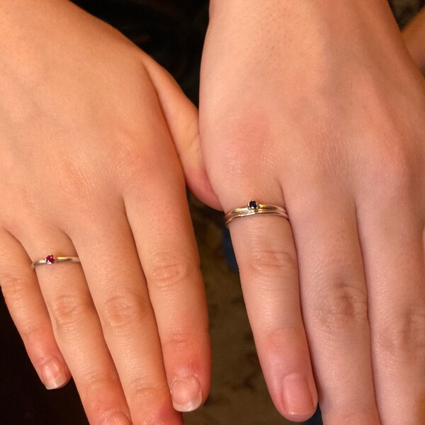 Amethyst Ring Silver Thin Silver Stacking Ring Birthstone Ring for Her ...