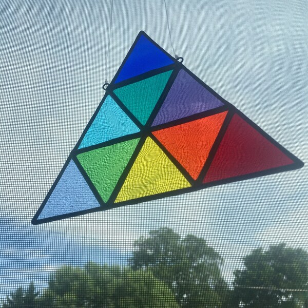 Stained Glass Rainbow Triangle of Triangles Stained Glass Window ...