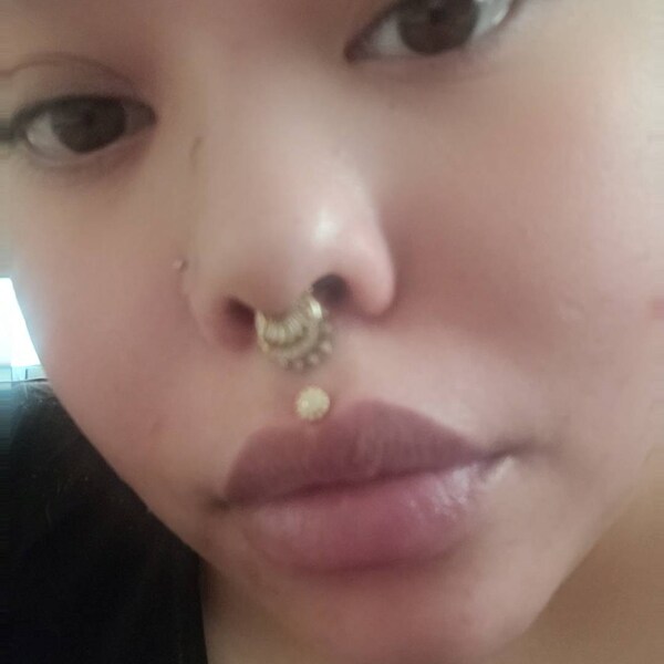 Gold Opal Mandala Medusa Labret for Medusa, Cartilage, Philtrum, Tragus ...