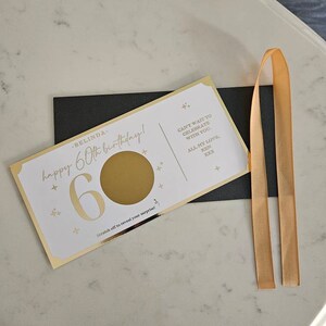 60th Birthday Surprise Reveal, Golden Ticket, Birthday Scratch Card ...