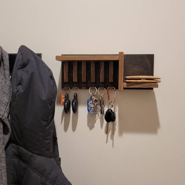 Modern Entryway Mail Key Organizer Solid Wood Key Holder for Wall ...