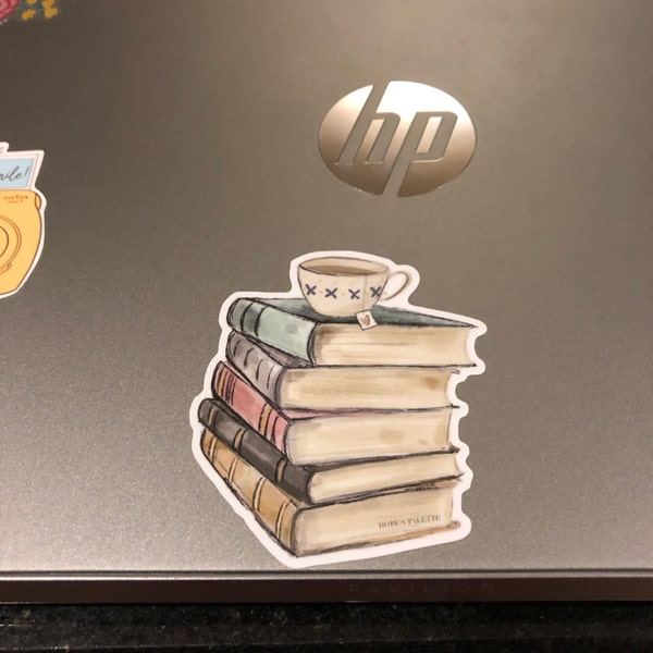 Book Stack With Tea Sticker, Vintage Book Sticker, Tea Sticker ...