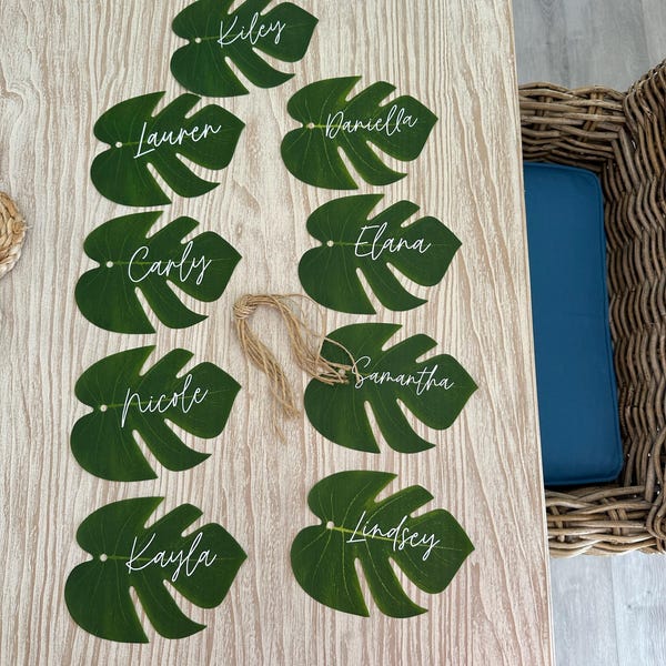 Tropical Leaf Name Tag- Monstera Name Tag for Bags, Tropical ...