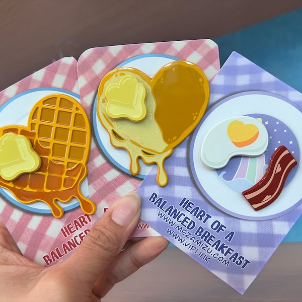 Heart Waffle & Pancake Enamel Pin: Syrup, Glitter Butter Topping - Etsy