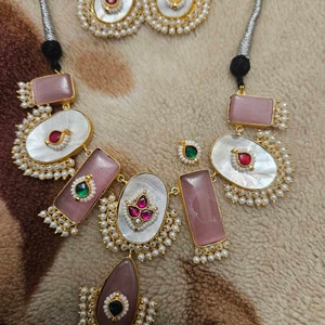 Indian Ethnic Choker Hasli Jewelry Set, Silver Oxidized Dual Tone ...