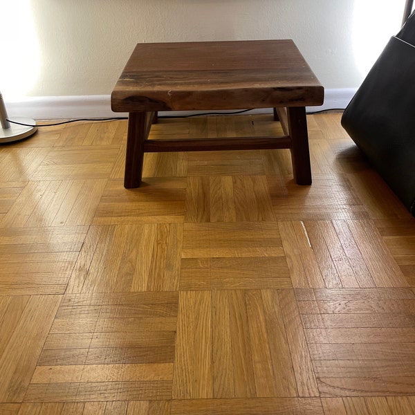 WALNUT STOOL, Foot Rest, STEP Stool, Personalized Small 4 Leg Wooden ...