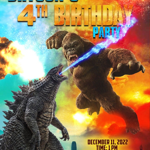 Alien Vs. Predator Birthday Invitation Card Design, for Kids, Digital ...