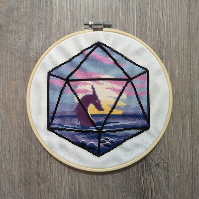 D20 Roll 1 Cross Stitch Pattern, Well Shit Embroidery, Unlucky Roll ...