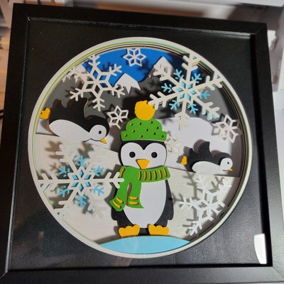 3D PENGUINS PLAYING Shadow Box Svg WINTER Shadow Box Svg for Cricut for ...