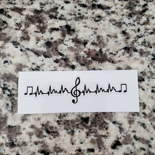 Musical Notes Heartbeat Sticker, Music Sticker, Musical Stickers, Funny ...