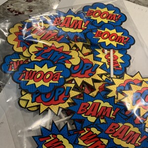 Superhero Cupcake Toppers Boom, Bam, Zap, Pow, and Pop Printed ...