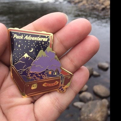 Adventure Pin, Pack Adventures Lapel Pin, Suitcase Pin, Traveler Enamel ...