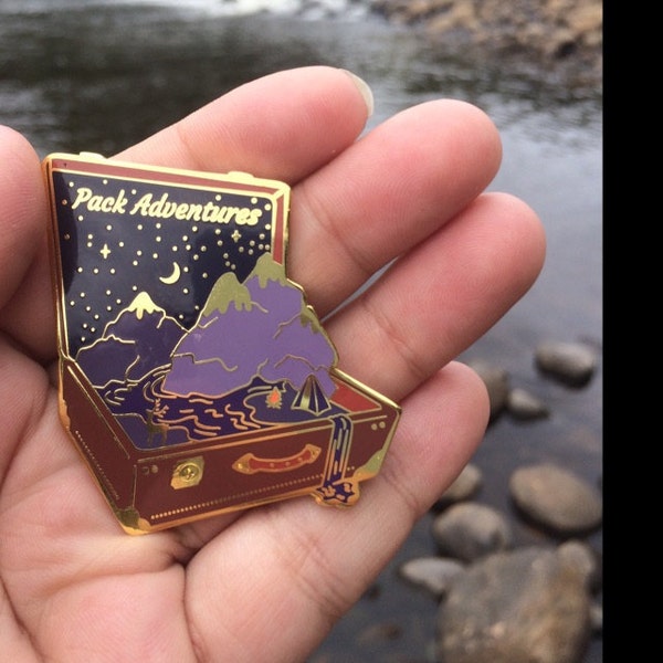Adventure Pin, Pack Adventures Lapel Pin, Suitcase Pin, Traveler Enamel ...