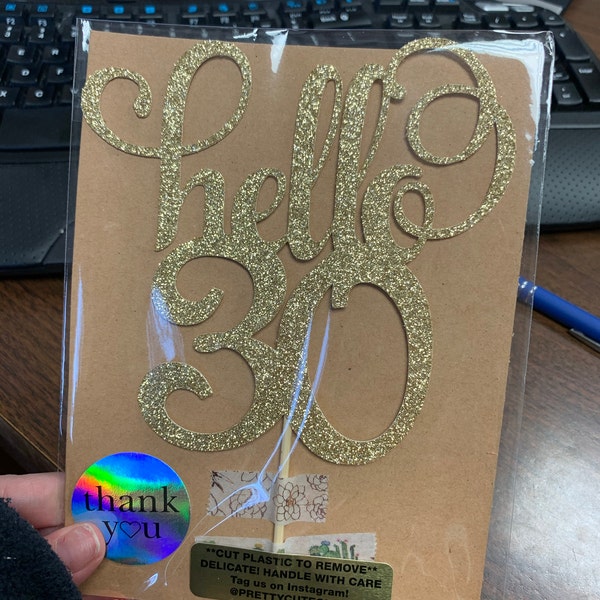 Glitter Hello 30, Thirty AF Cake Topper, Dirty Thirty, 30 Cake Topper ...