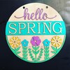 Hello Spring Flower Sign, Round Door Hanger Svg, Spring Welcome Sign ...