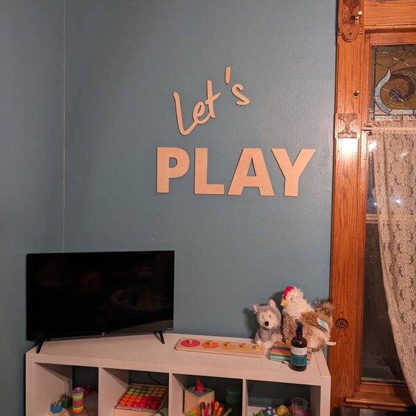 Let's PLAY Wall Sign - Children's Playroom Decor - Bedroom, Nursery ...