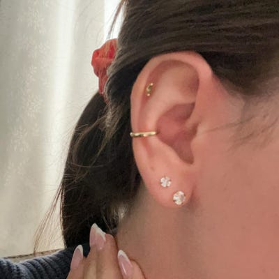 Emerald Charm Flat Back Earring Set Set of 3 Cartilage Earrings Helix ...