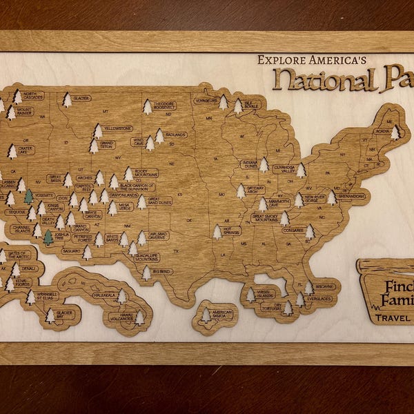 Custom USA National Parks Travel Map | Camper RV Gift | 5th Anniversary ...
