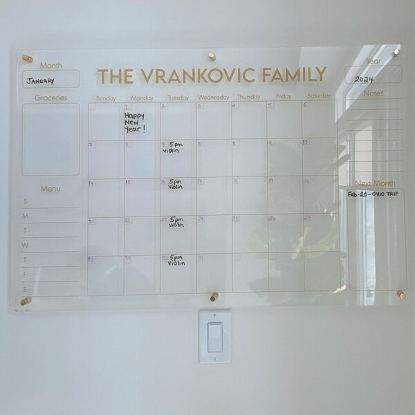 Custom Weekly Calendar Dry Erase Wall Planner Clear Note Board Command ...