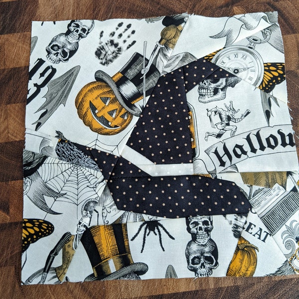 Witch Hat Quilt Block Pattern, 5 Sizes, Halloween FPP (PDF Download) - Etsy